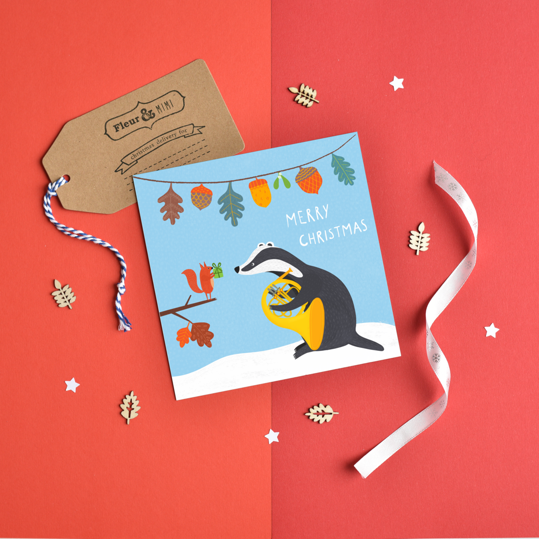 Badger & Squirrel | Christmas Card – Fleur & Mimi